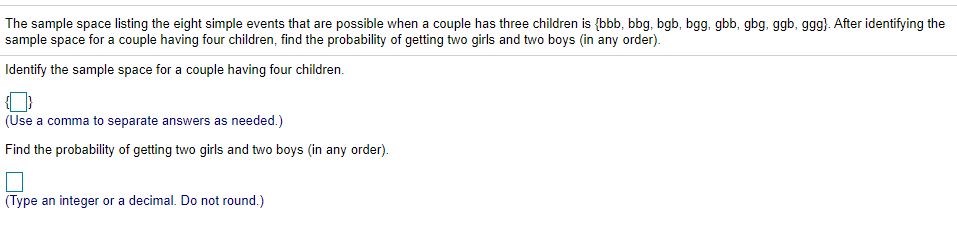 Solved The sample space listing the eight simple events that | Chegg.com
