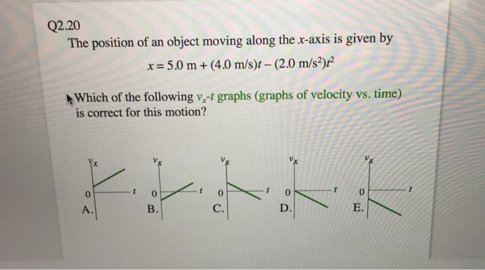 Solved The Position Of An Object Moving Along The X Axis Is