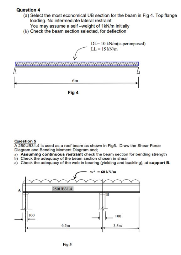 Solved Question 4 (a) Select the most economical UB section | Chegg.com