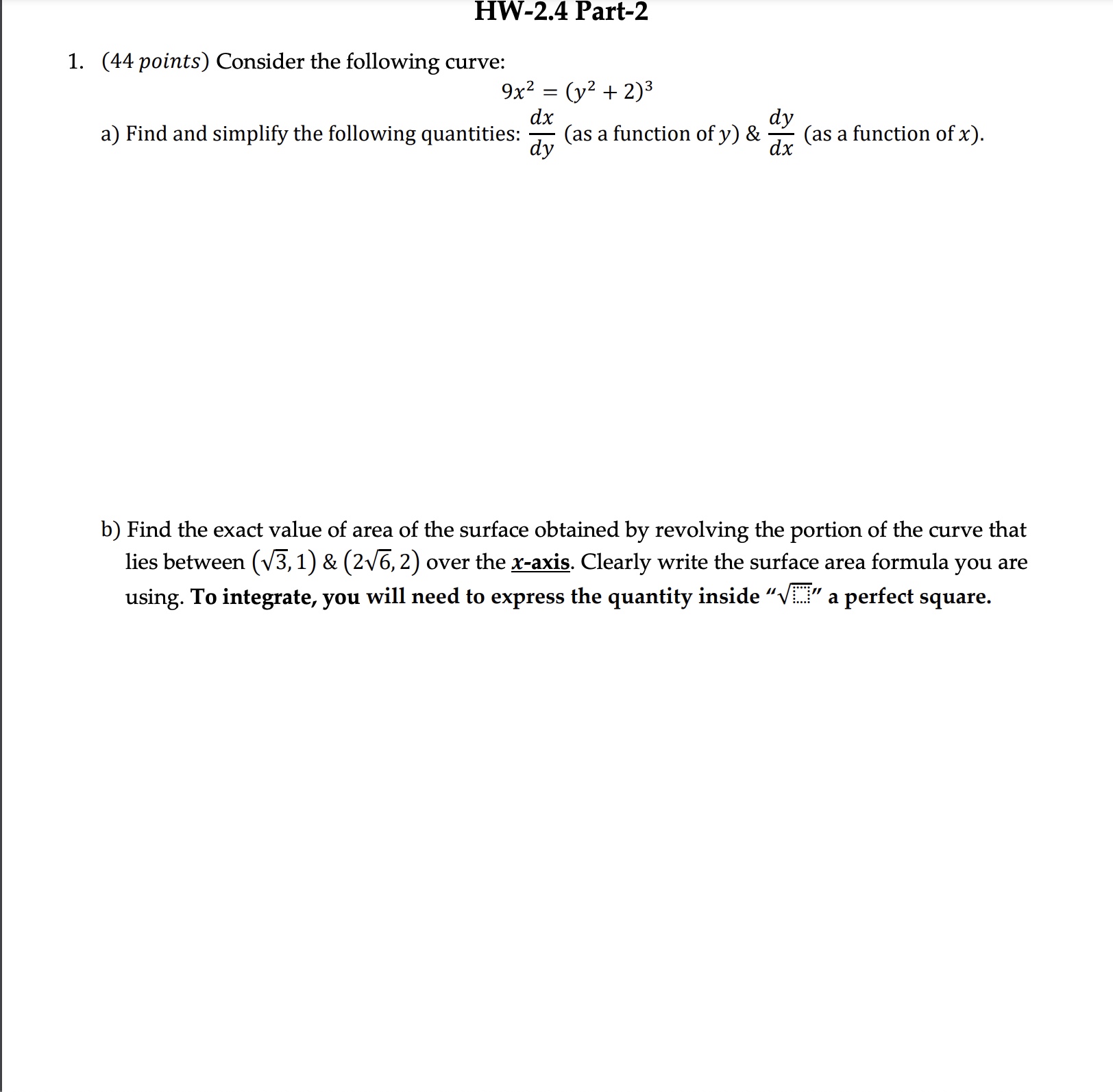 Solved HW-2.4 ﻿Part-2 ﻿Math 274 ﻿: Calculus II(34 ﻿points) | Chegg.com