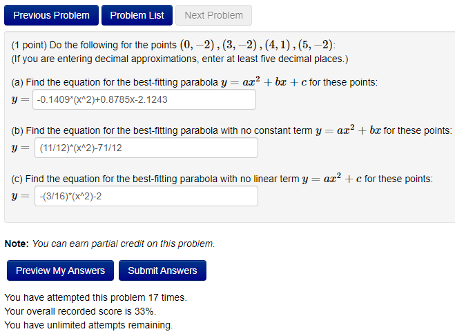 Solved Previous Problem Problem List Next Problem (1 point) | Chegg.com