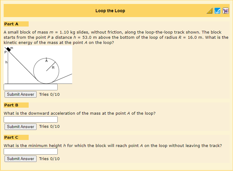Solved A small block of mass m=1.10 kg slides, without | Chegg.com