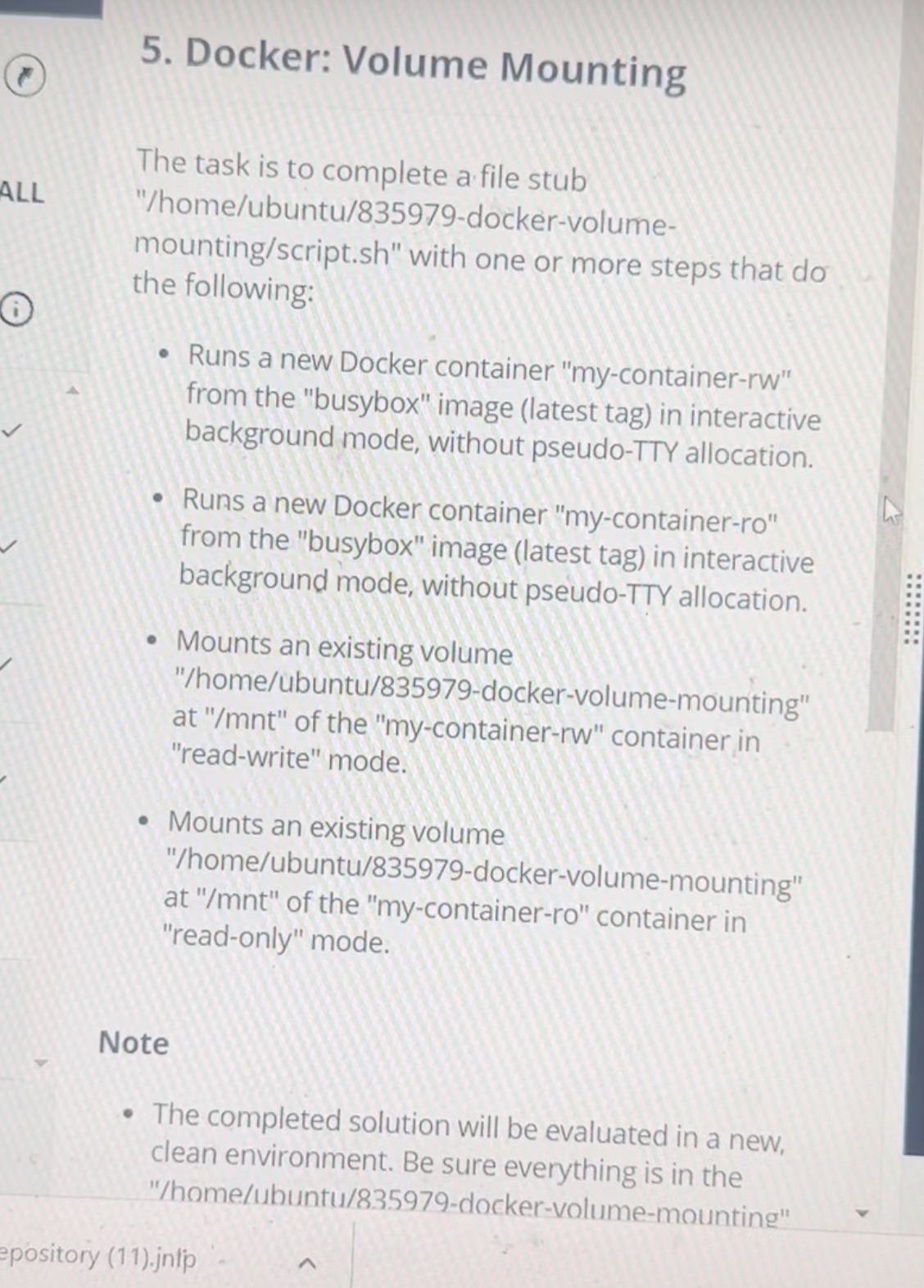 Solved 5 Docker Volume Mounting The Task Is To Complete A