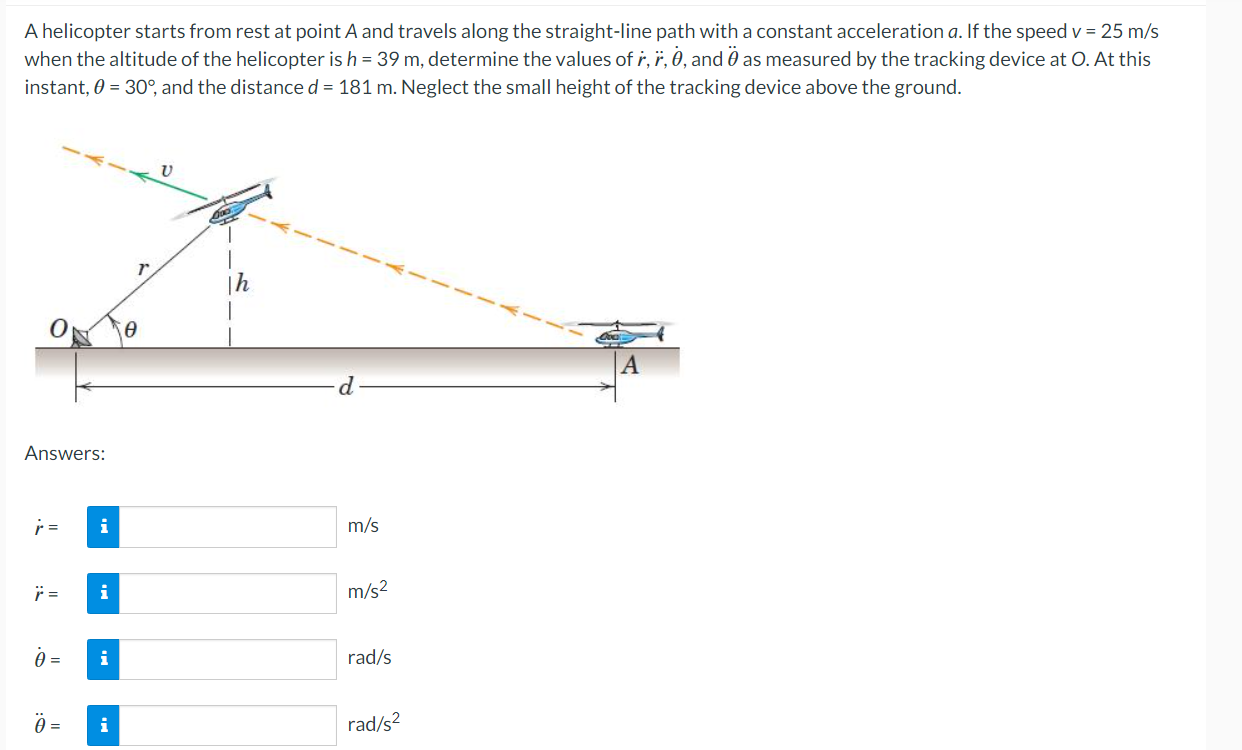 Solved A helicopter starts from rest at point A and travels | Chegg.com