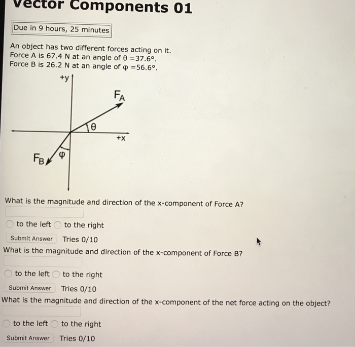 Solved An Object Has Two Different Forces Acting On It