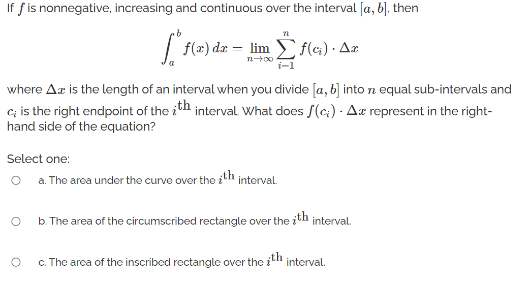 Solved If f is nonnegative, increasing and continuous over | Chegg.com
