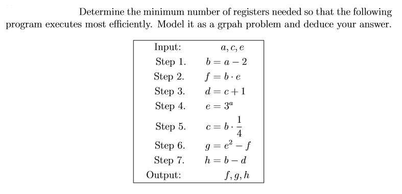 Solved Determine the minimum number of registers needed so | Chegg.com