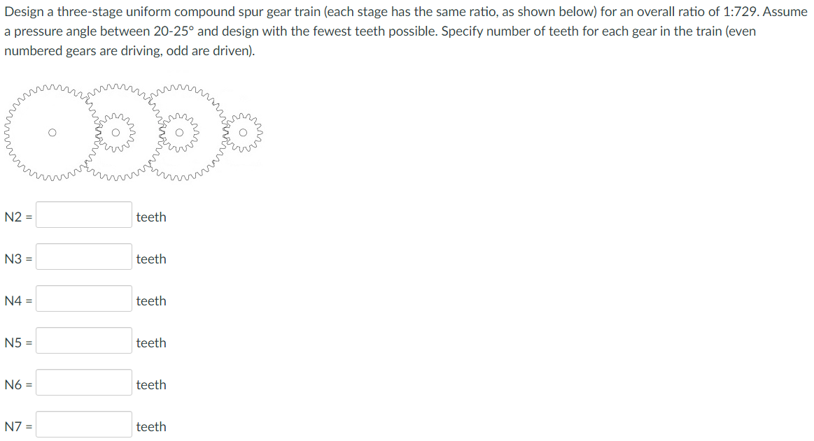 Solved Design a three-stage uniform compound spur gear train | Chegg.com