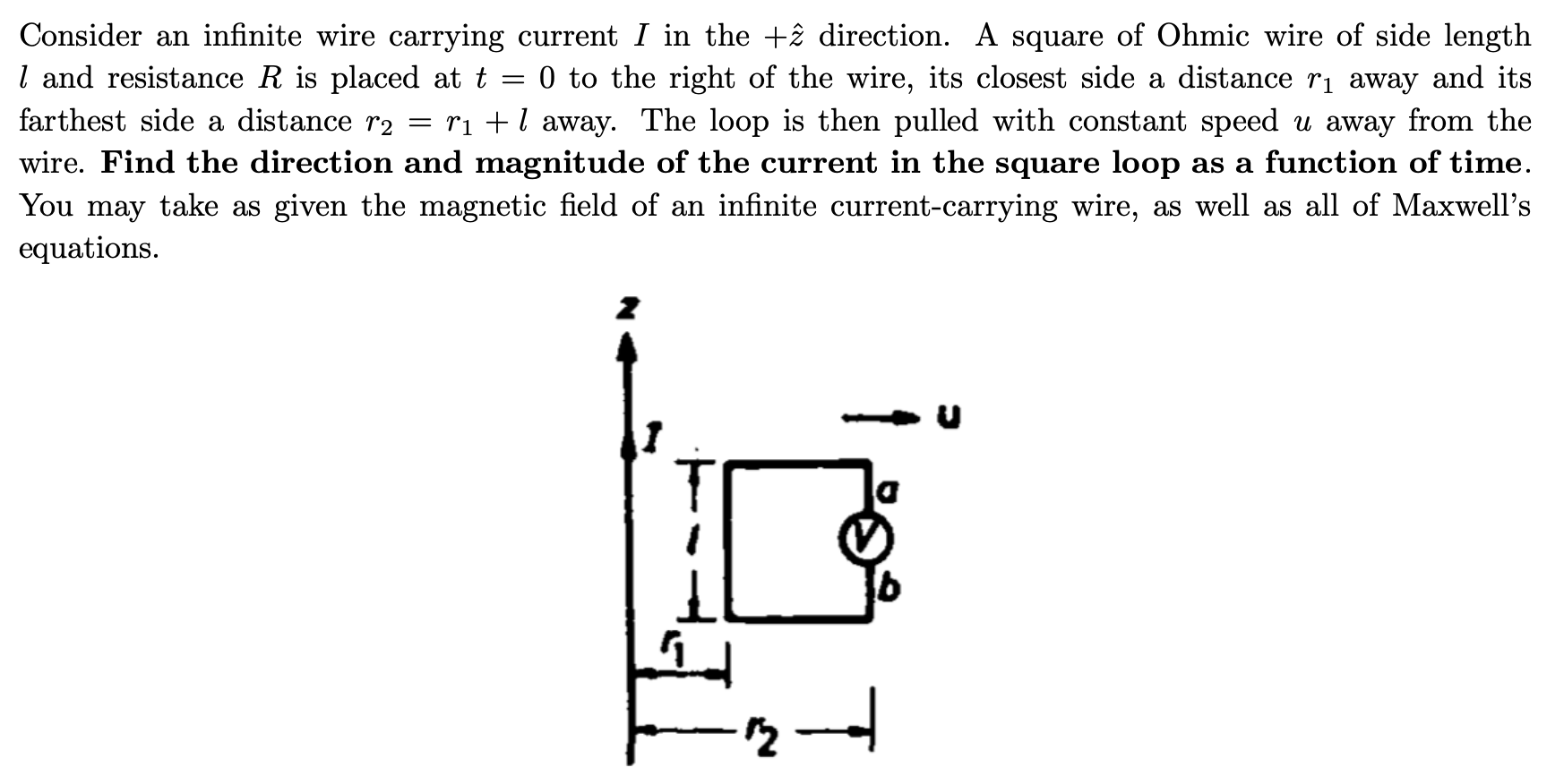 Solved = = Consider an infinite wire carrying current I in | Chegg.com