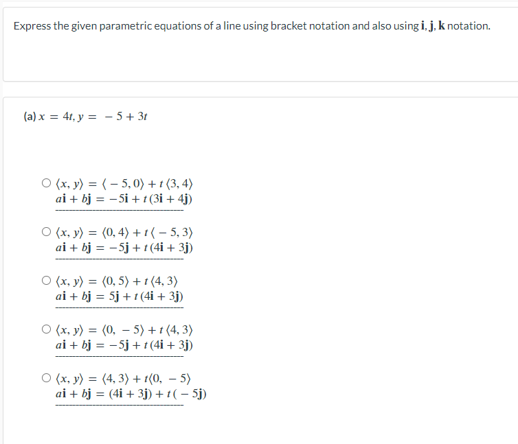 Solved Express the given parametric equations of a line | Chegg.com