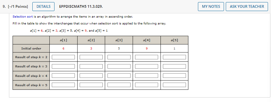 Solved EPPDISCMATH5 11.3.029. ort is an algorithm to arrange | Chegg.com