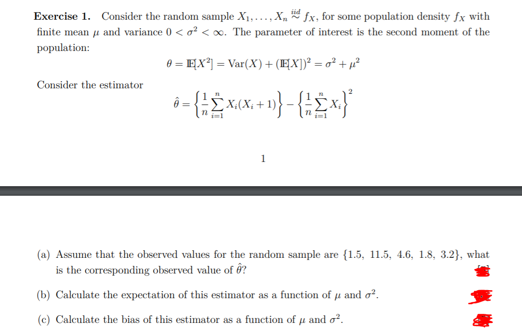 Solved Exercise 1. Consider the random sample X1,..., X, id | Chegg.com
