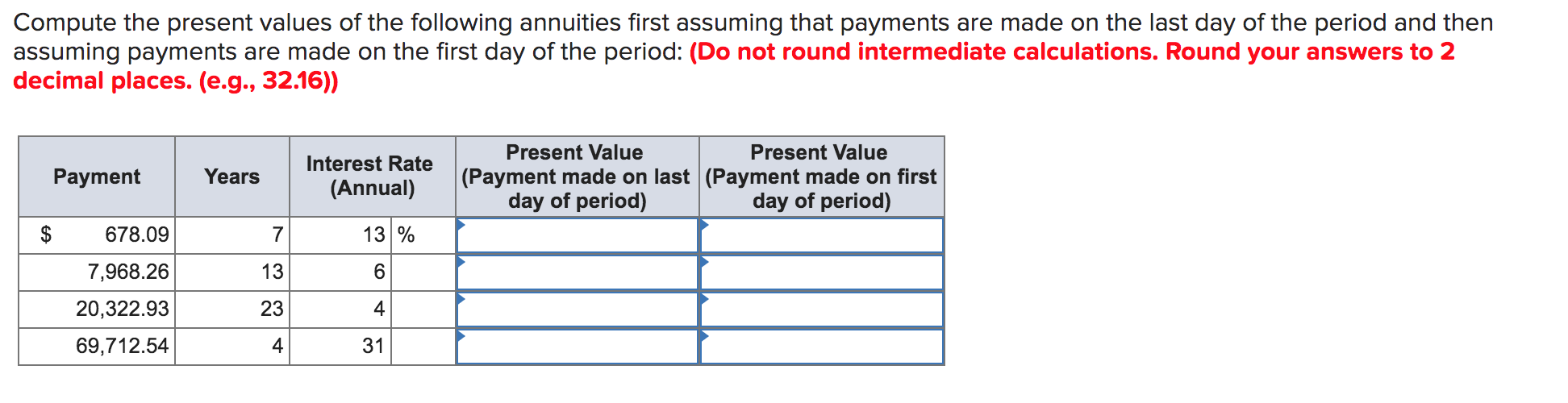 Solved Compute The Present Values Of The Following Annuities