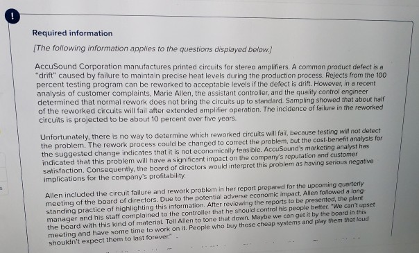 Solved Required information The following information | Chegg.com