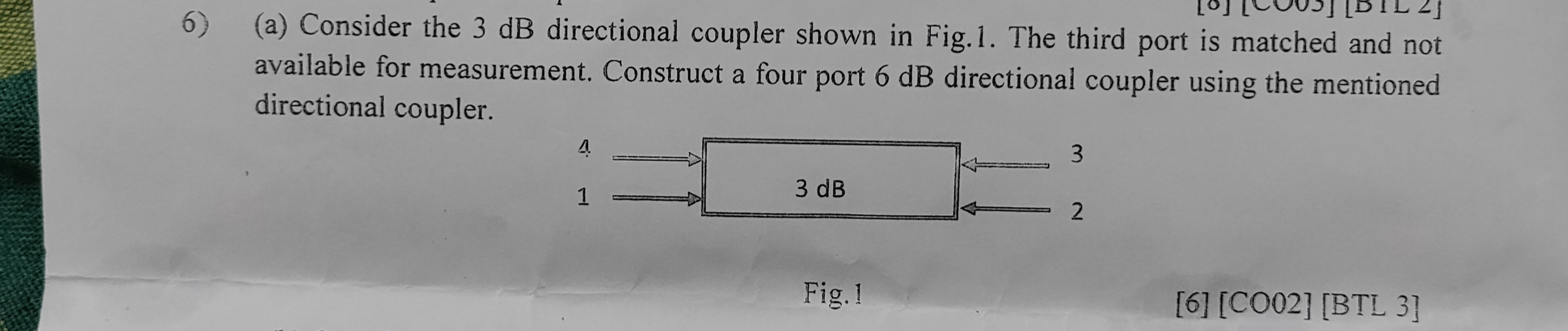 Solved 6) (a) ﻿Consider the 3 ﻿dB directional coupler shown | Chegg.com