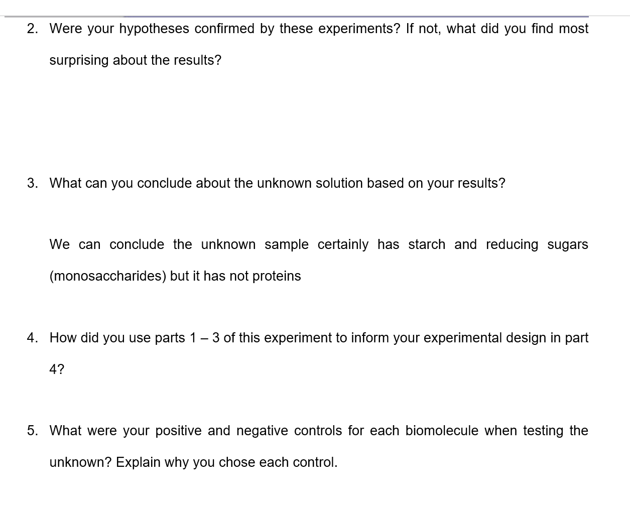 Solved Experiment 1: Testing for Biomolecules Data Tables | Chegg.com
