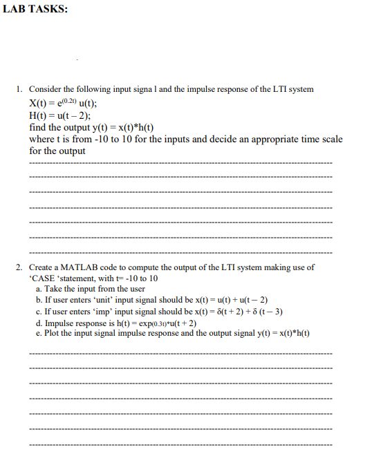 Solved To compute the convolution of LTI Systems | Chegg.com