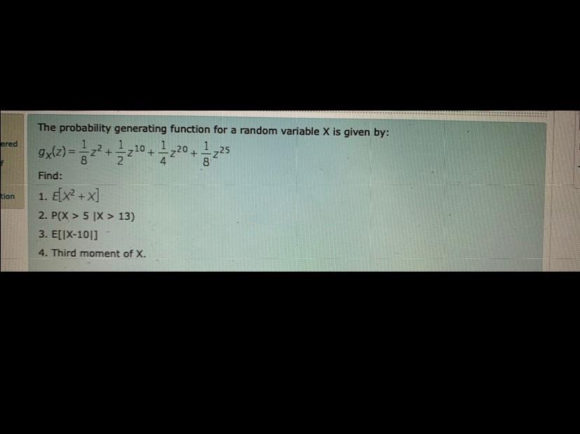 Solved ered The probability generating function for a random | Chegg.com
