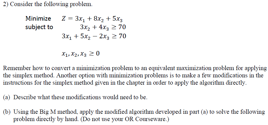 Solved Consider the following problem.Minimize | Chegg.com