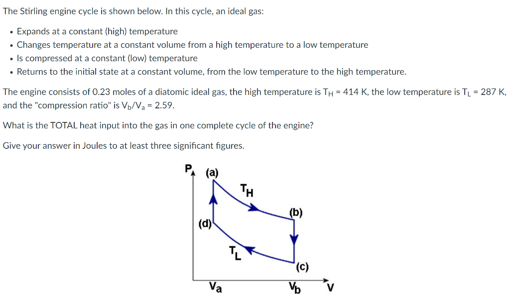 Solved The Stirling engine cycle is shown below. In this | Chegg.com