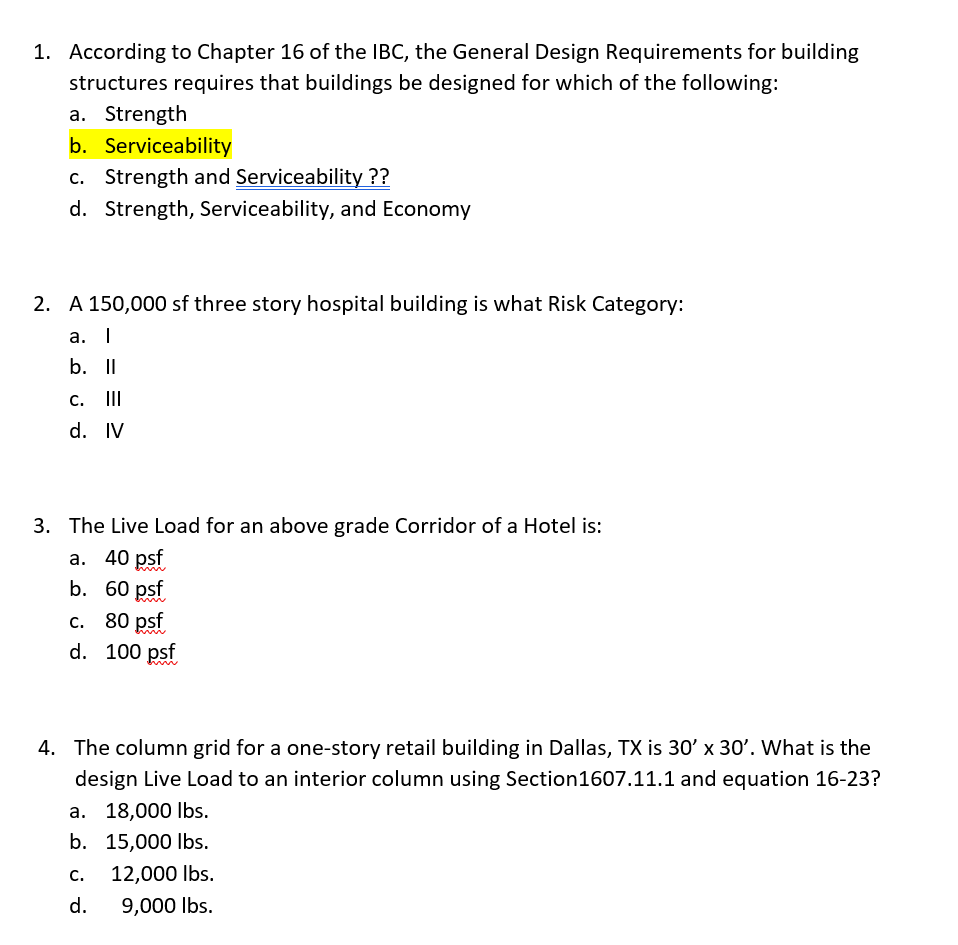 Solved 1. According to Chapter 16 of the IBC, the General | Chegg.com