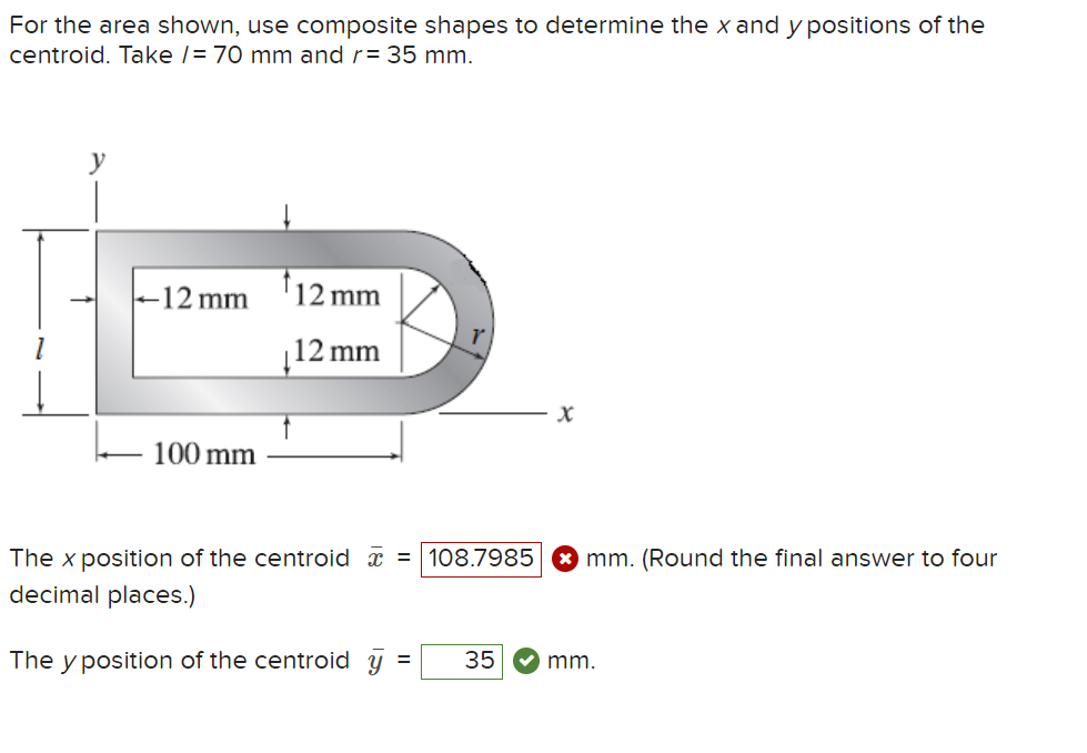 Solved For the area shown, use composite shapes to determine | Chegg.com