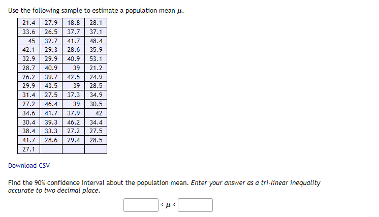 Solved Use the following sample to estimate a population | Chegg.com