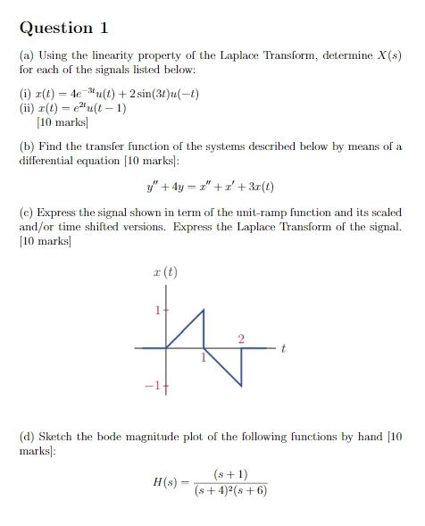 Solved Question 1 (a) Using the linearity property of the | Chegg.com