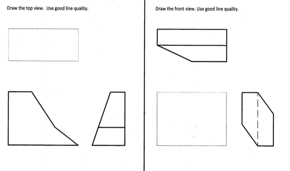 Solved Draw the top view. Use good line quality. Draw the | Chegg.com