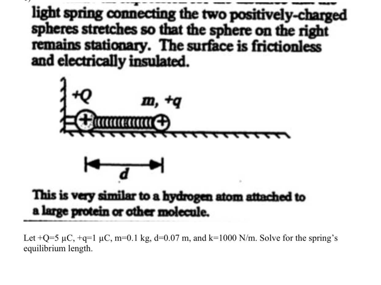 Solved light spring connecting the two positively-charged | Chegg.com