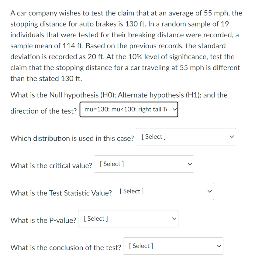 Solved A car company wishes to test the claim that at an | Chegg.com