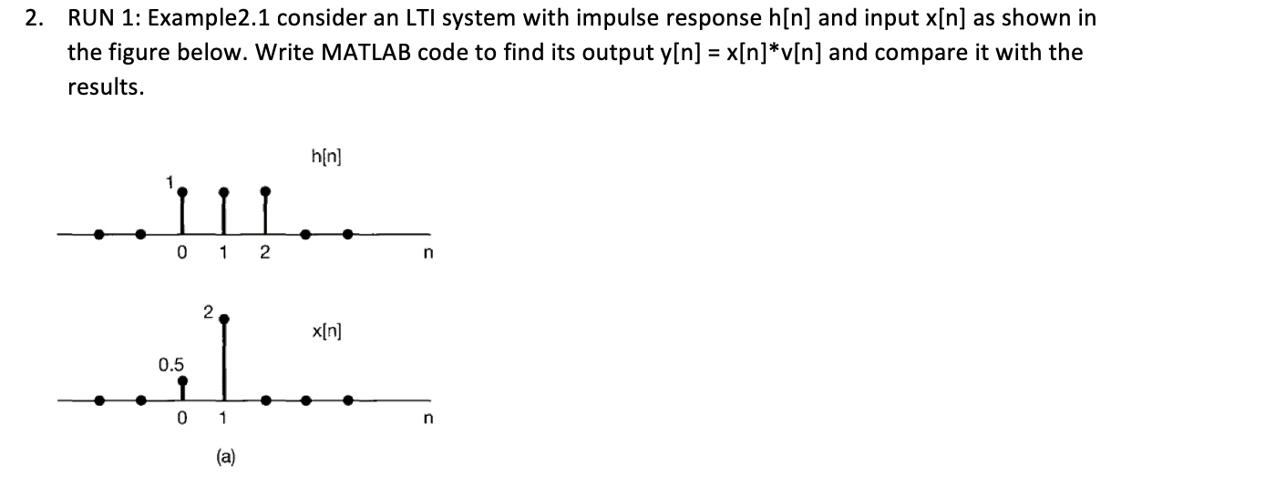 Solved RUN 1: Example2.1 consider an LTI system with impulse | Chegg.com