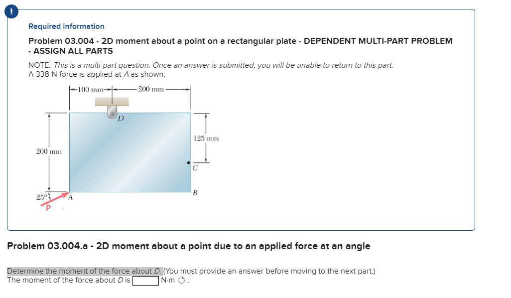 Solved Required information Problem 03.004 - 2D moment about | Chegg.com