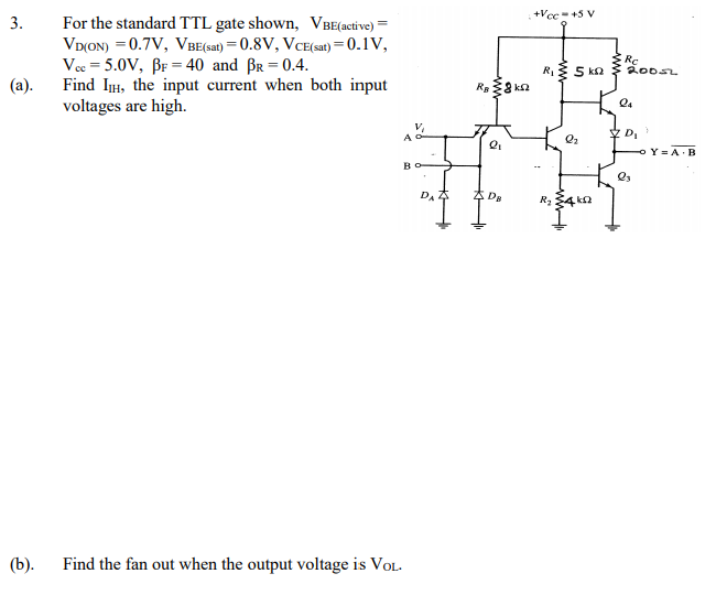 +Vce +5 V 3. For the standard TTL gate shown, | Chegg.com