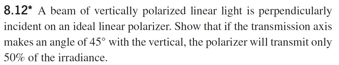 Solved 8.12* A beam of vertically polarized linear light is | Chegg.com