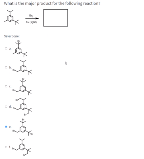 Solved What is the major product for the following reaction? | Chegg.com