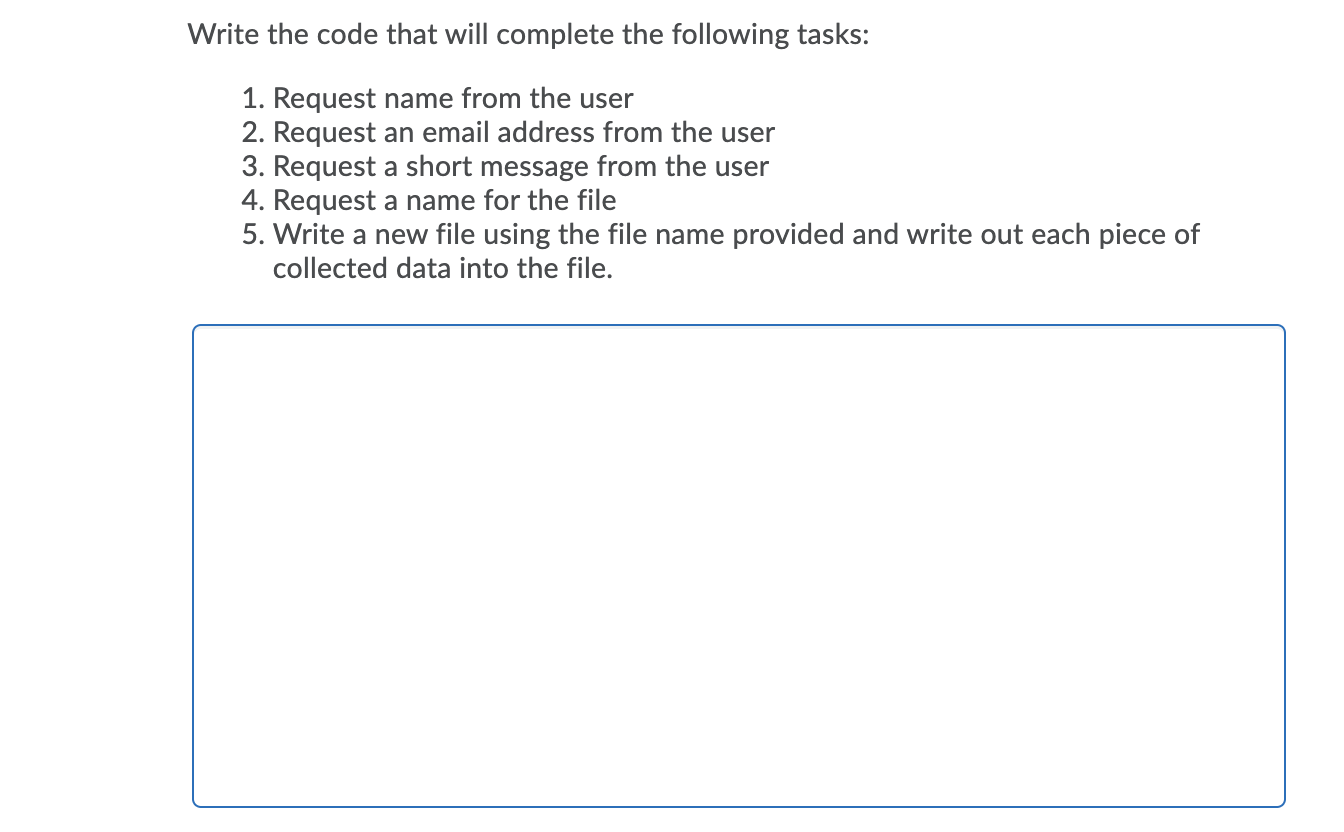 Solved Write the code that will complete the following | Chegg.com