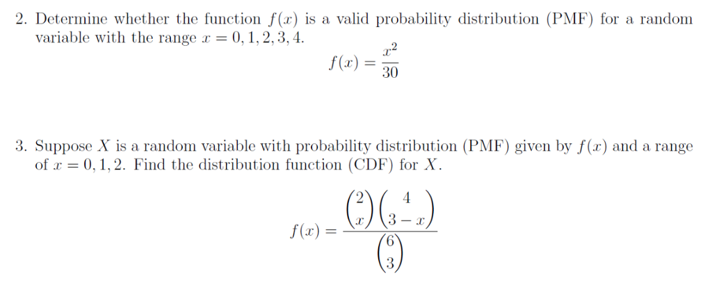 Solved 2. Determine whether the function f(x) is a valid | Chegg.com