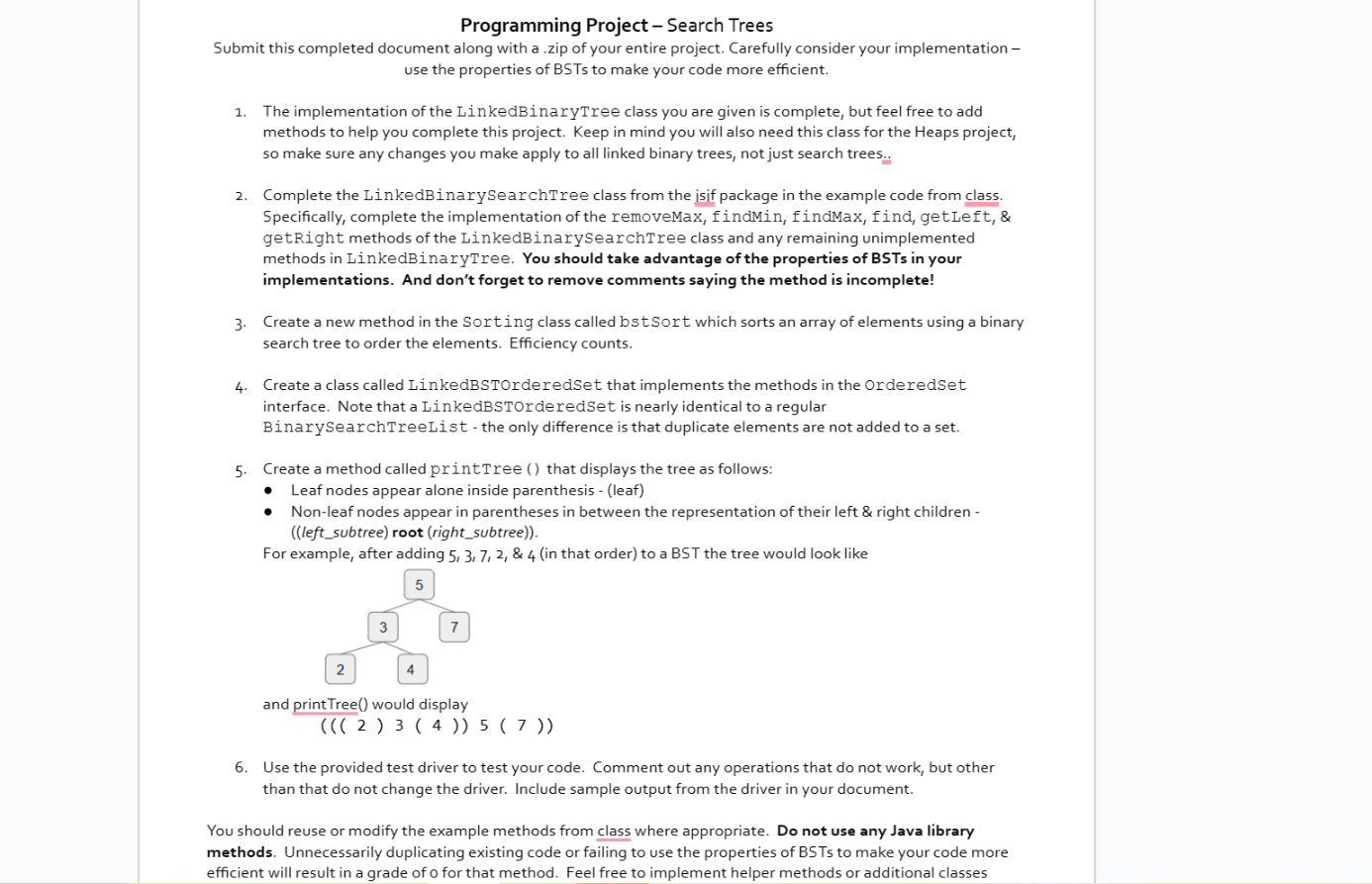 Solved Programming Project - Search Trees Submit this | Chegg.com