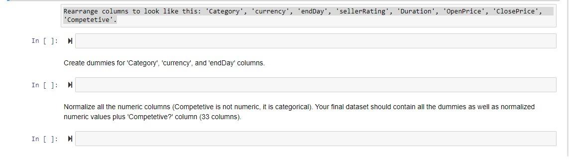 Solved Rearrange columns to look like this: 'Category', | Chegg.com