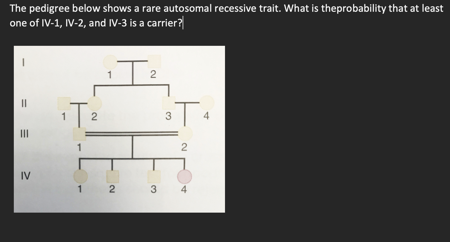 Solved The pedigree below shows a rare autosomal recessive | Chegg.com