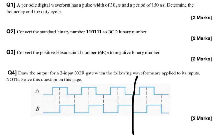 Solved Q1 ] A periodic digital waveform has a pulse width of | Chegg.com