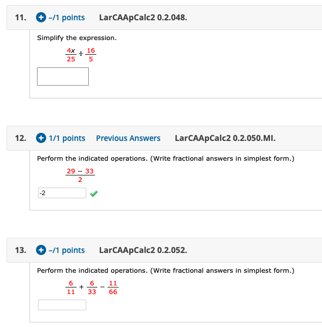Solved 11. +-/1 points LarCAApCalc2 0.2.048. Simplify the | Chegg.com