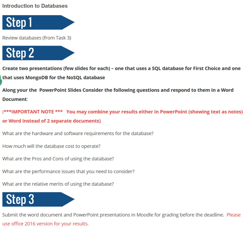 Introduction to Databases Step 1 Review databases | Chegg.com