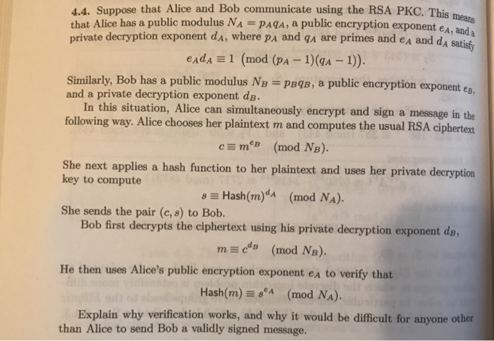 Solved 4.4. Suppose that Alice and Bob communicate using the | Chegg.com