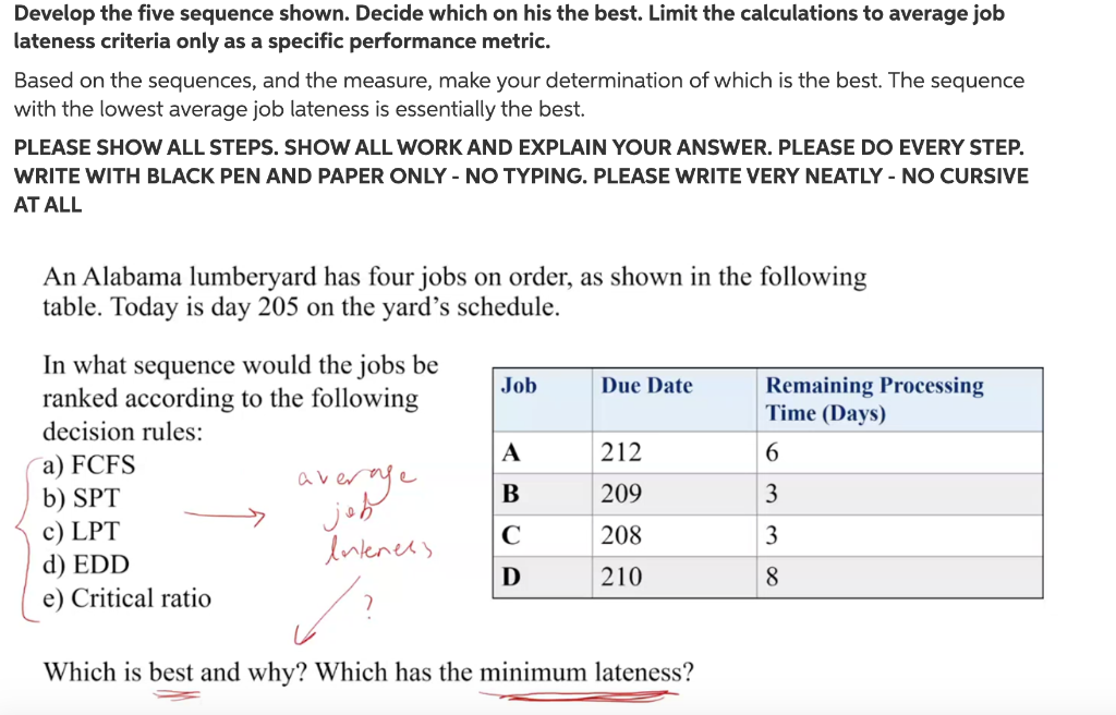 Solved Develop the five sequence shown. Decide which on his | Chegg.com