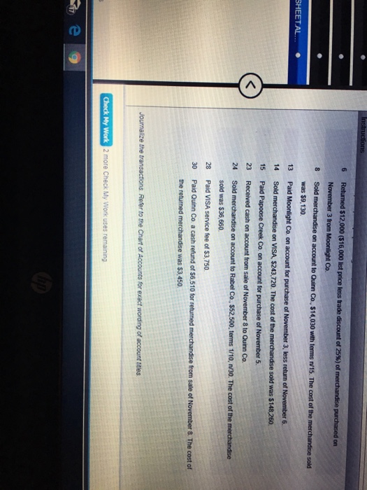 Solved Print Item of purchased on November 3 trom Moonlight | Chegg.com