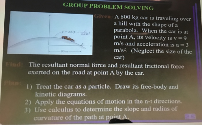 Solved GROUP PROBLEM SOLVING Given: A 800 kg car is | Chegg.com