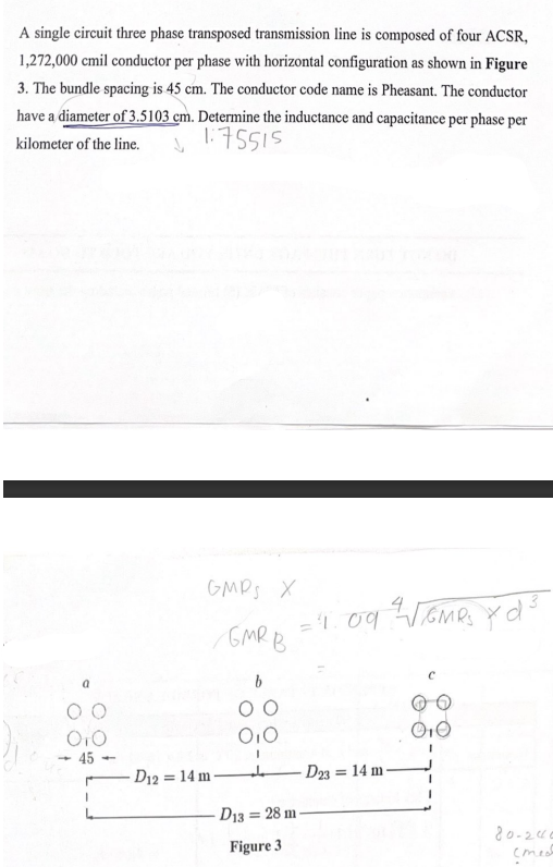 Solved A single circuit three phase transposed transmission | Chegg.com