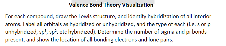 Valence Bond Theory Visualization For each compound, | Chegg.com